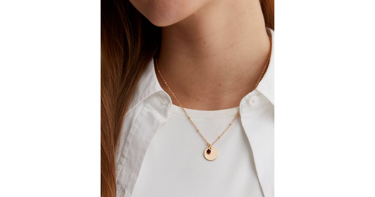 Gold January Birthstone Pendant Necklace | New Look