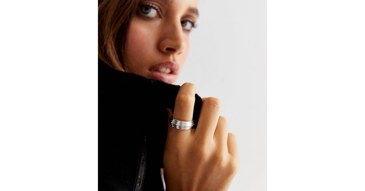 Real Silver Plate Ridge Ring | New Look