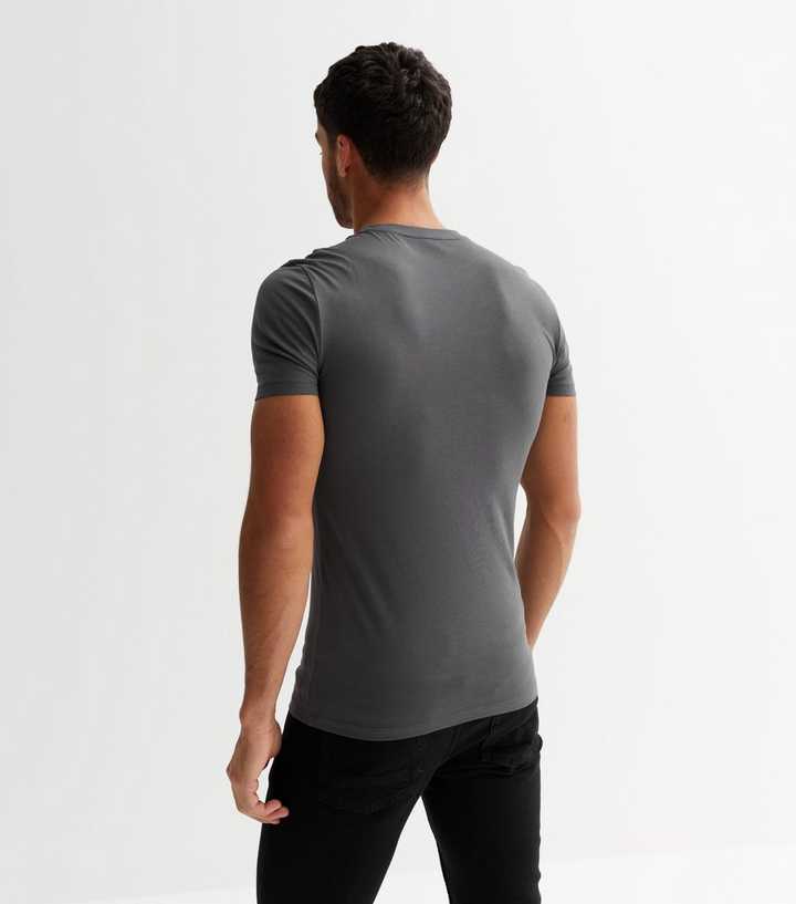 Muscle T Shirts Mens Muscle Fit T Shirts Crew Neck Curve Hem Gym Tee