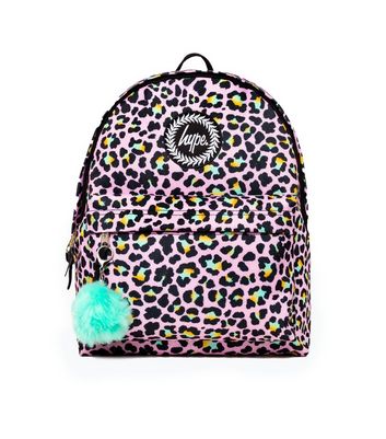 HYPE KIDS Pink Leopard Print Pom Pom Backpack | New Look