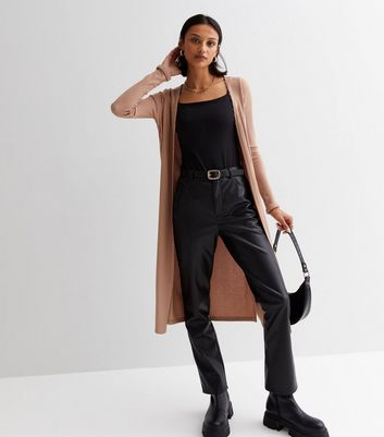 Camel Ribbed Fine Knit Long Sleeve Midi Cardigan | New Look