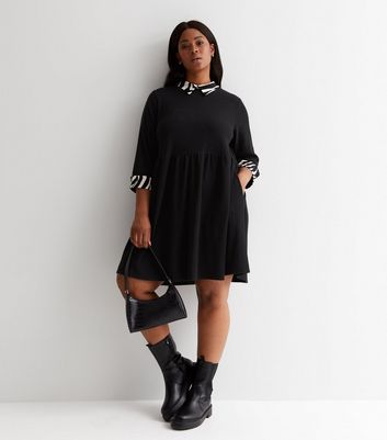 Curves Black Zebra Print Collar Dress | New Look