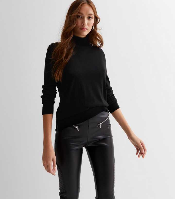 Black Knitted Roll Neck Jumper | New Look
