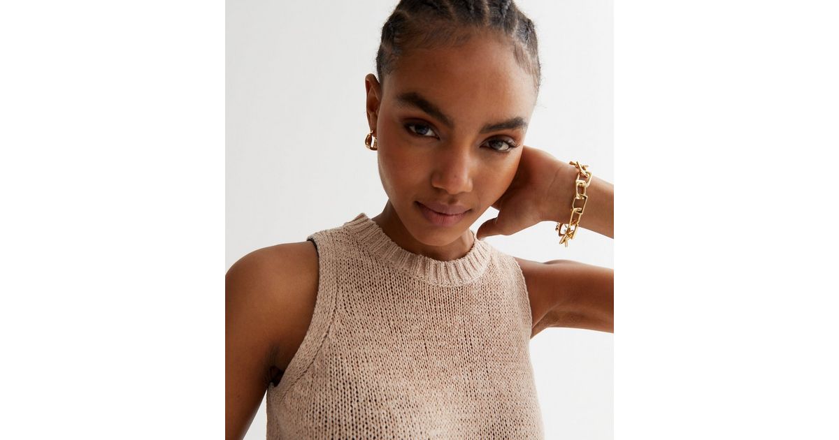 Stone Knit Sleeveless Vest | New Look