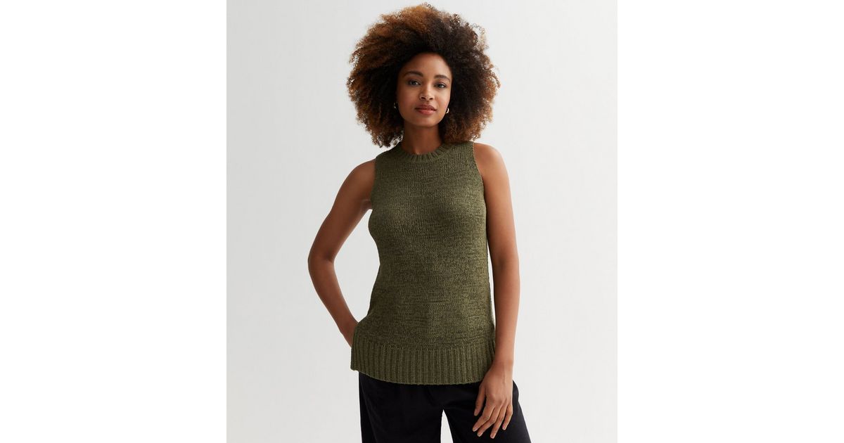 Khaki Sleeveless Knit Vest | New Look