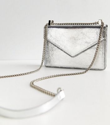 Silver Metallic Chain Cross Body Bag | New Look