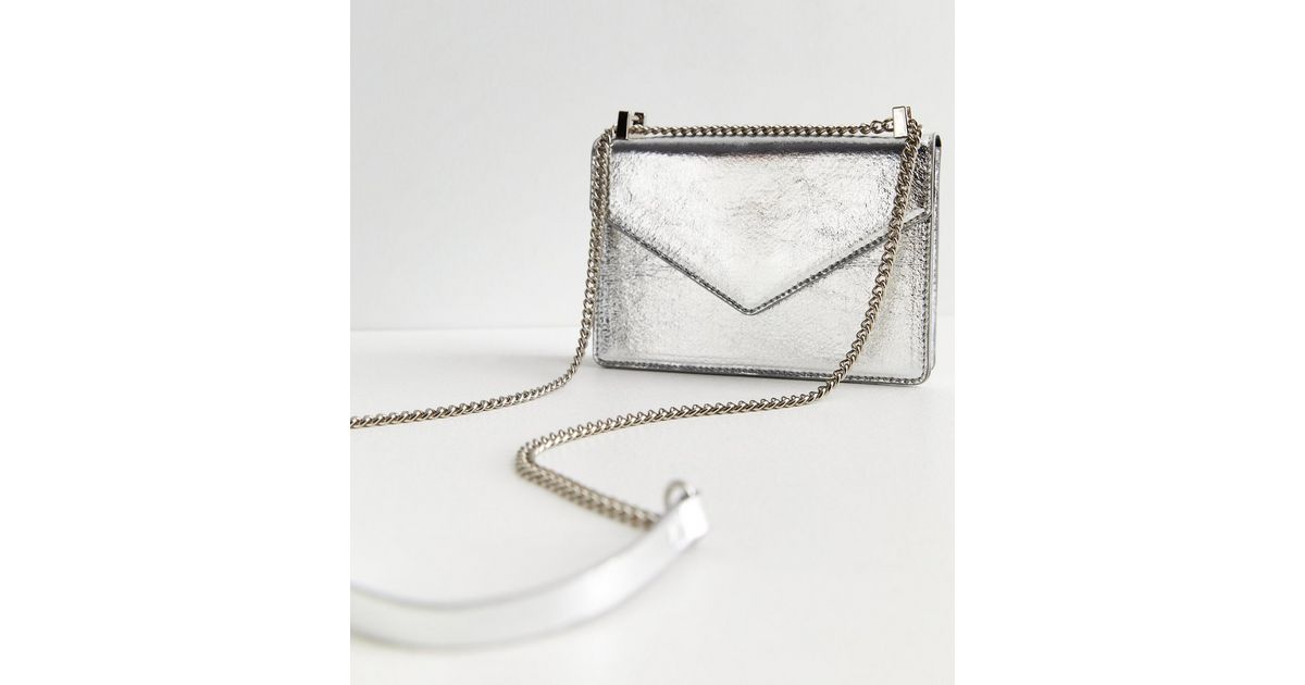 Silver Metallic Chain Cross Body Bag | New Look