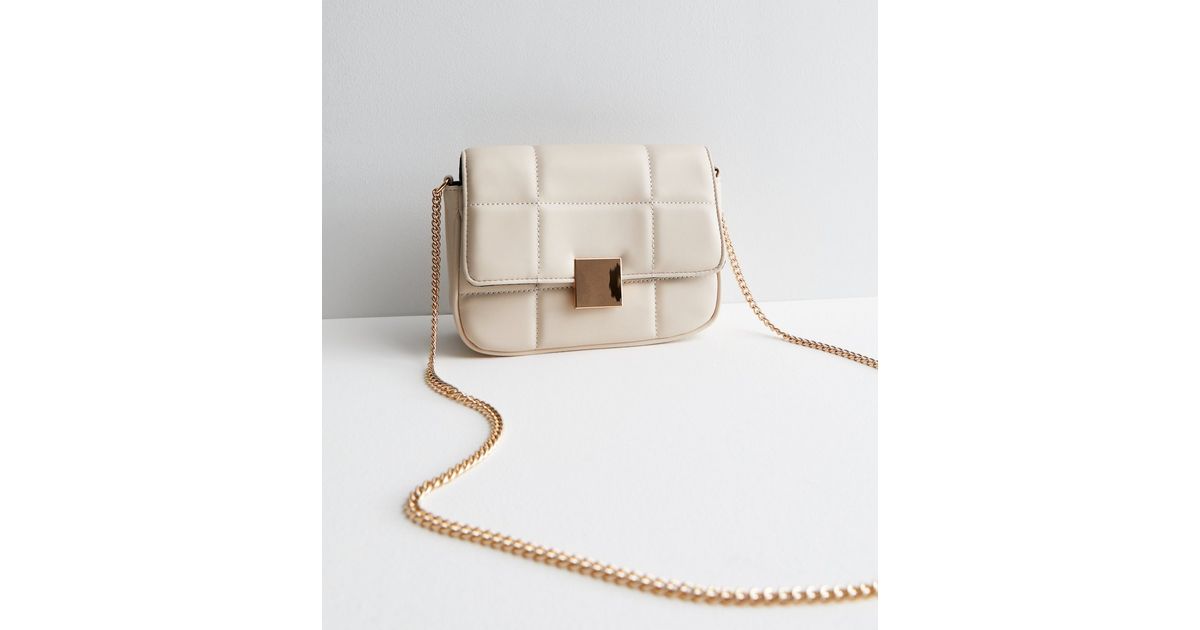 Cream Square Quilted Cross Body Bag | New Look