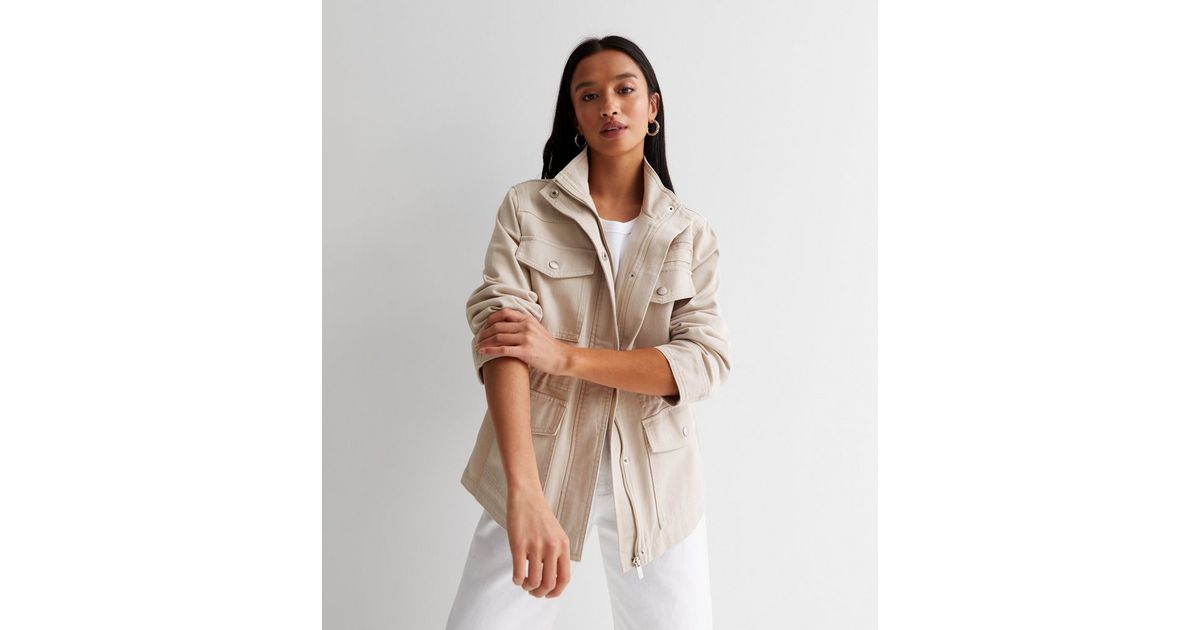 Petite Stone High Neck Shacket | New Look