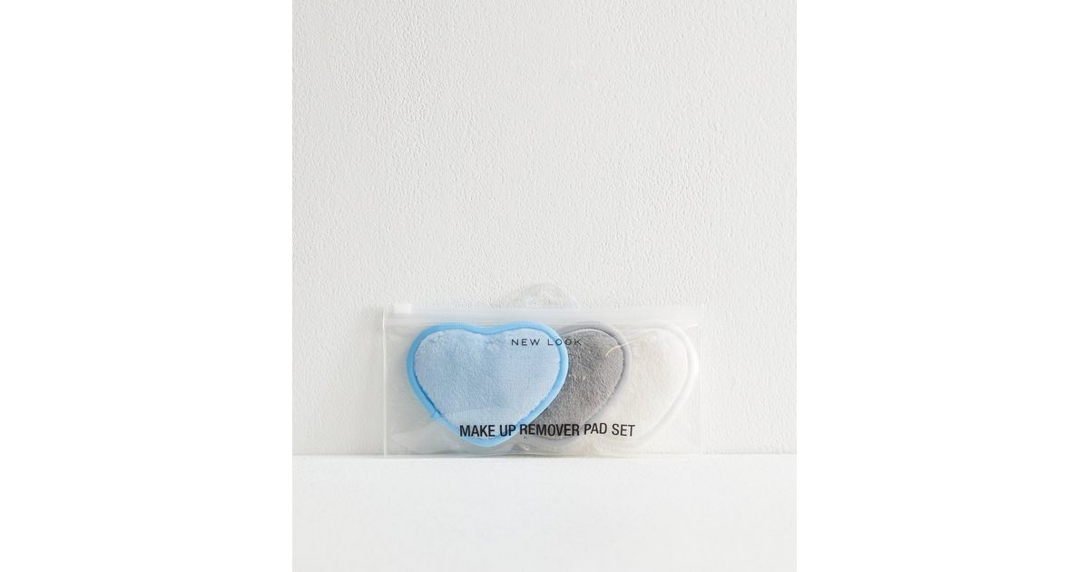 Blue Pack of 3 Heart Makeup Remover Pads | New Look