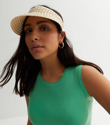 Stone Straw Effect Visor | New Look