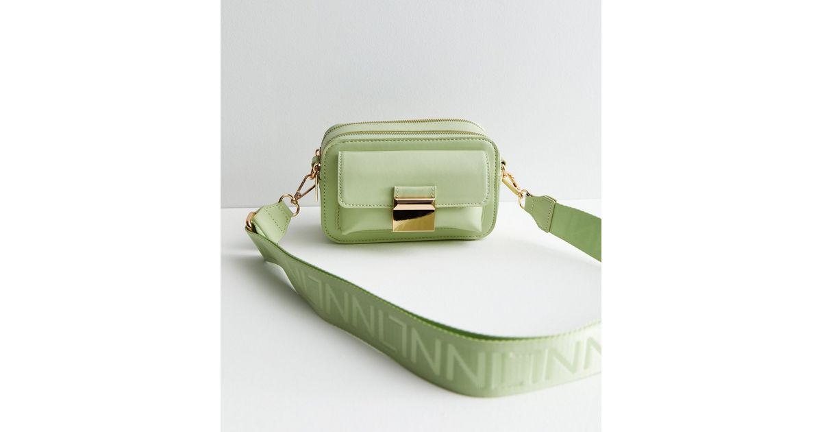 Light Green Logo Strap Cross Body Bag | New Look