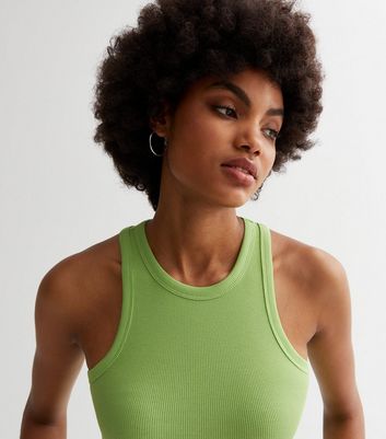 Light Green Ribbed Racer Vest | New Look