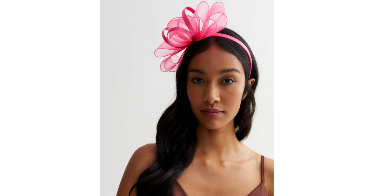 Bright Pink Mesh Bow Fascinator Headband | New Look