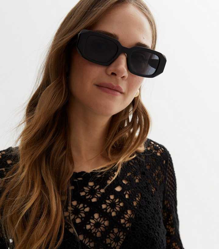 Black Rectangle Frame Women's Designer Sunglasses | Luxury Eyewear