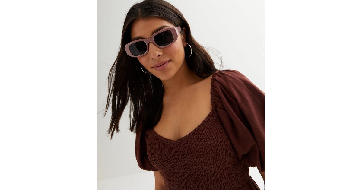 Light Purple Rectangle Frame Sunglasses New Look