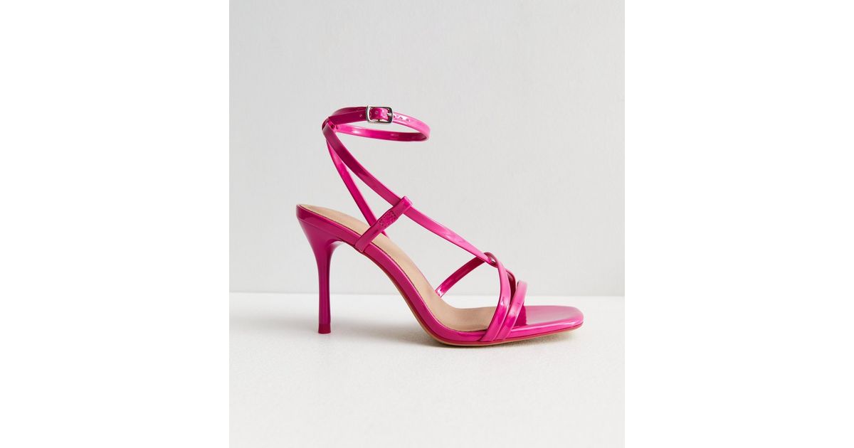 Wide Fit Bright Pink Strappy Stiletto Heel Sandals New Look