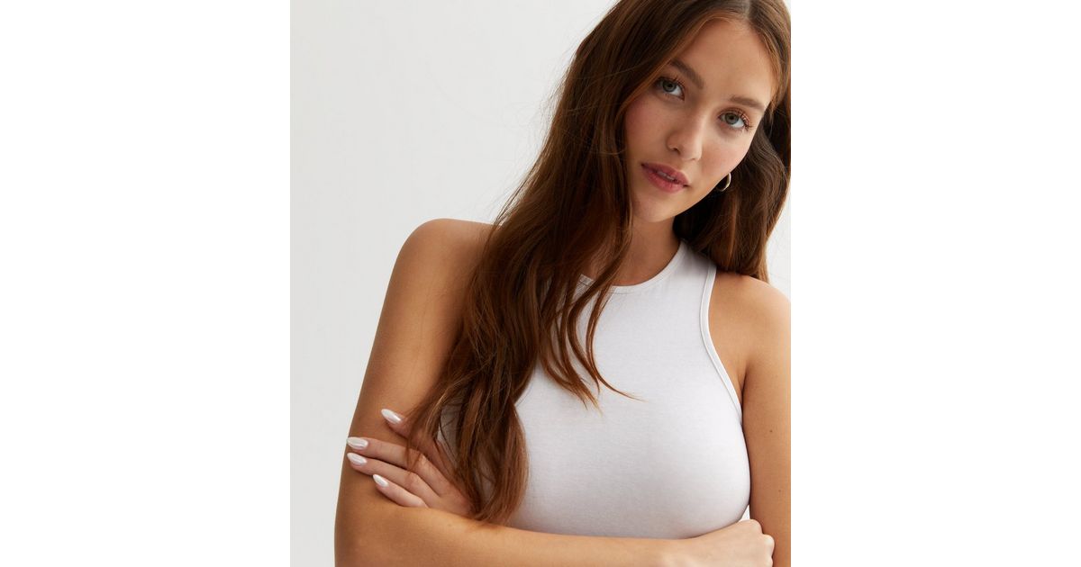 White Jersey Crop Racer Vest | New Look