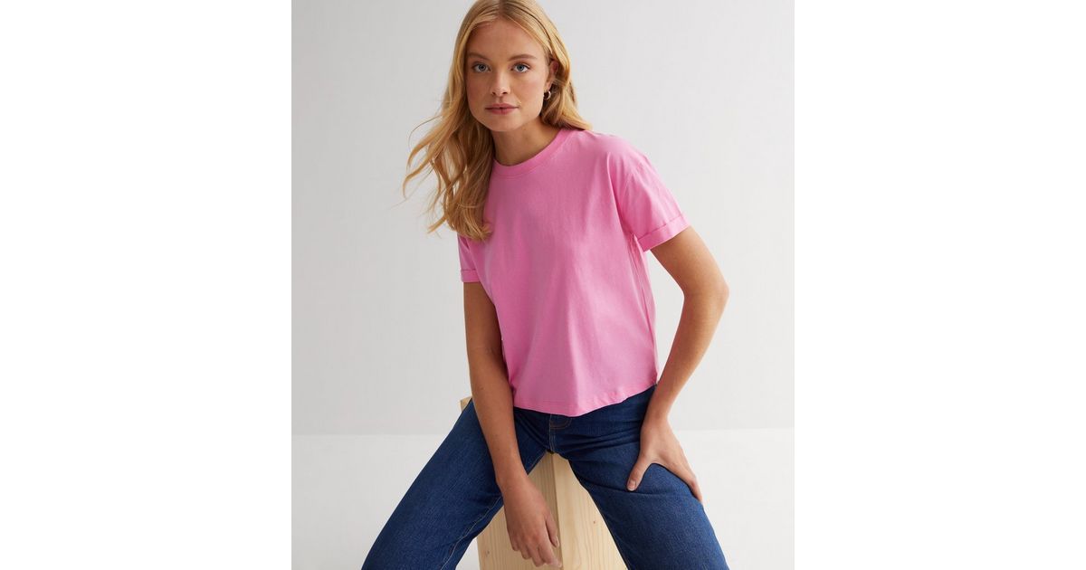 Mid Pink Jersey Boxy T-Shirt | New Look