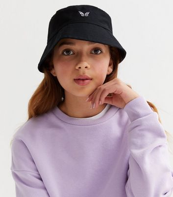 Girls Black Butterfly Bucket Hat | New Look