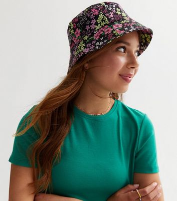 Girls Black Floral Bucket Hat | New Look