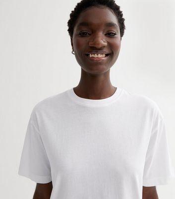 White Crew Neck Oversized T-Shirt | New Look