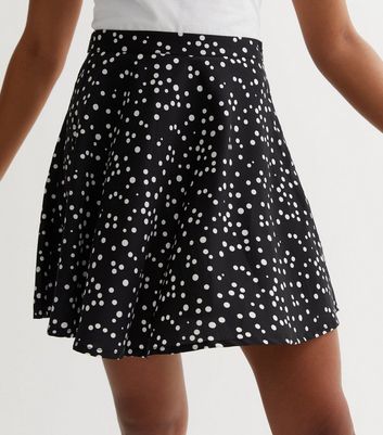 Black Spot High Waist Mini Flippy Skirt | New Look