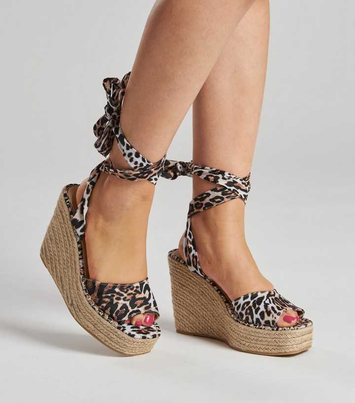 South Beach Brown Leopard Chunky Wedge Sandals | New Look