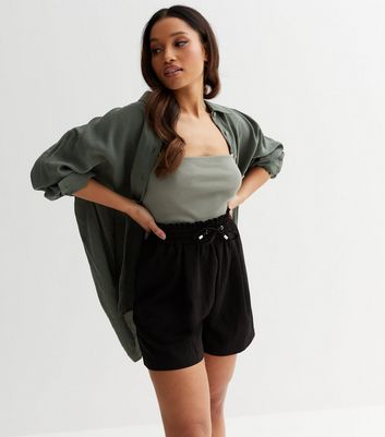Petite Black Drawstring Shorts | New Look