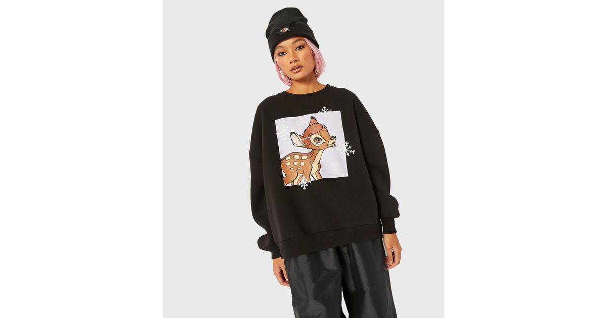 Skinnydip Black Disney Bambi Jersey Sweatshirt | New Look