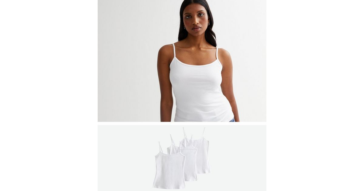 3 Pack White Jersey Scoop Neck Camis | New Look