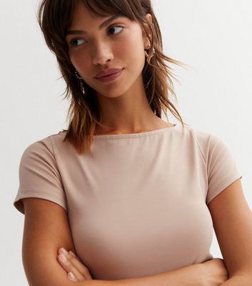 Mink Jersey Slash Neck T-Shirt | New Look