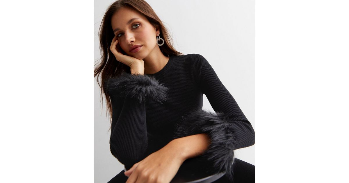 Pink Vanilla Round Neck Long Sleeve Fluffy Cuff Crop Jumper | New Look