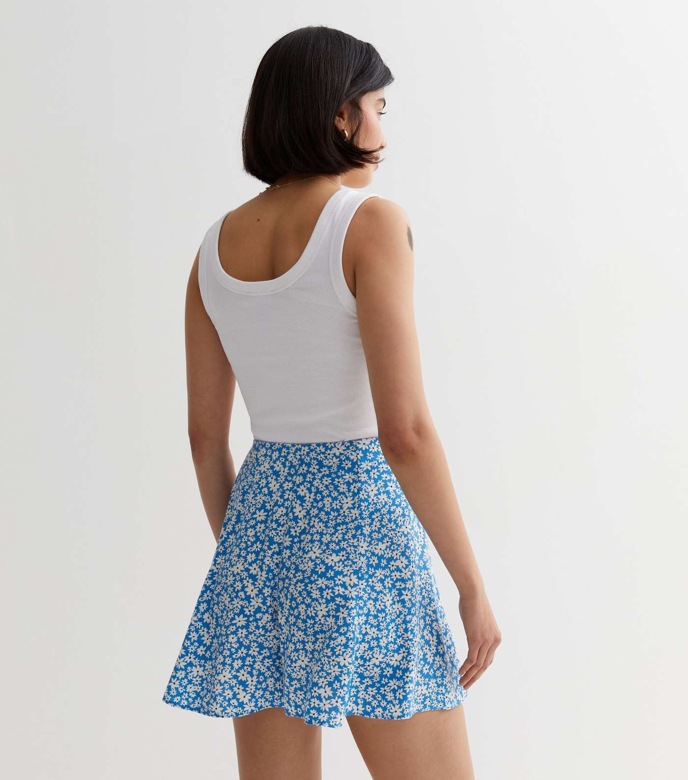 Blue Floral High Waist Shorts New Look