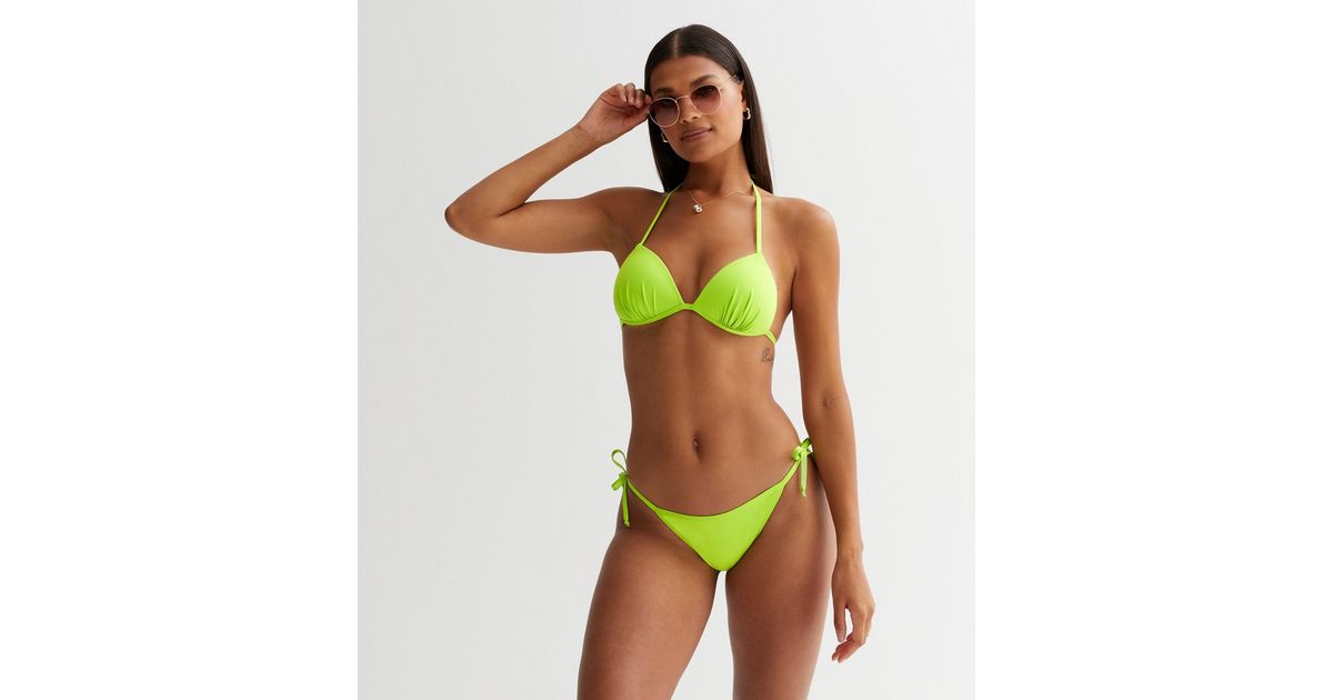 Light Green Moulded Triangle Bikini Top | New Look