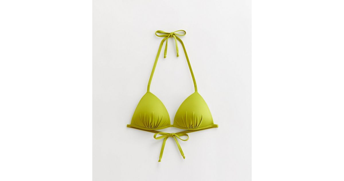 Olive Moulded Triangle Bikini Top | New Look