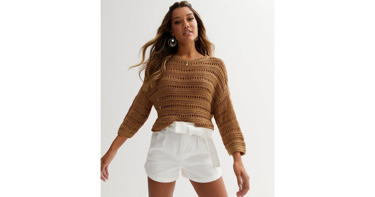 Camel Ladder Knit Long Sleeve Jumper | New Look