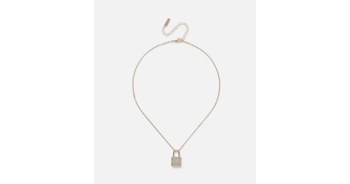Freedom Gold Diamanté Padlock Necklace | New Look