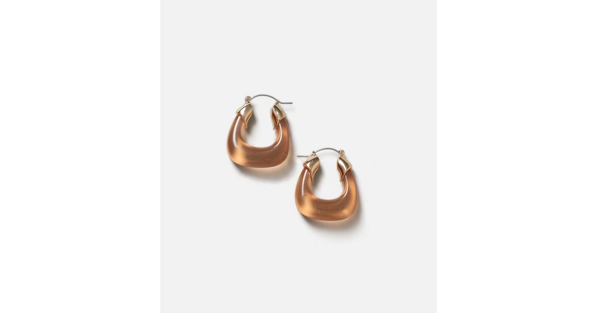 Freedom Light Brown Resin Hoop Earrings | New Look