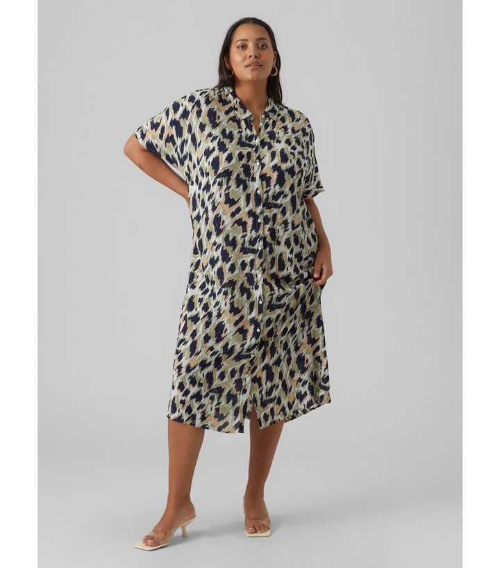 Vero Moda Curves Navy Animal Print Midi Dress | New Look