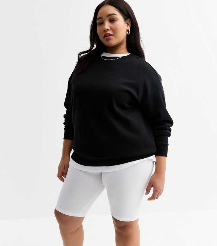 Curves White High Waisted Cycling Shorts | New Look