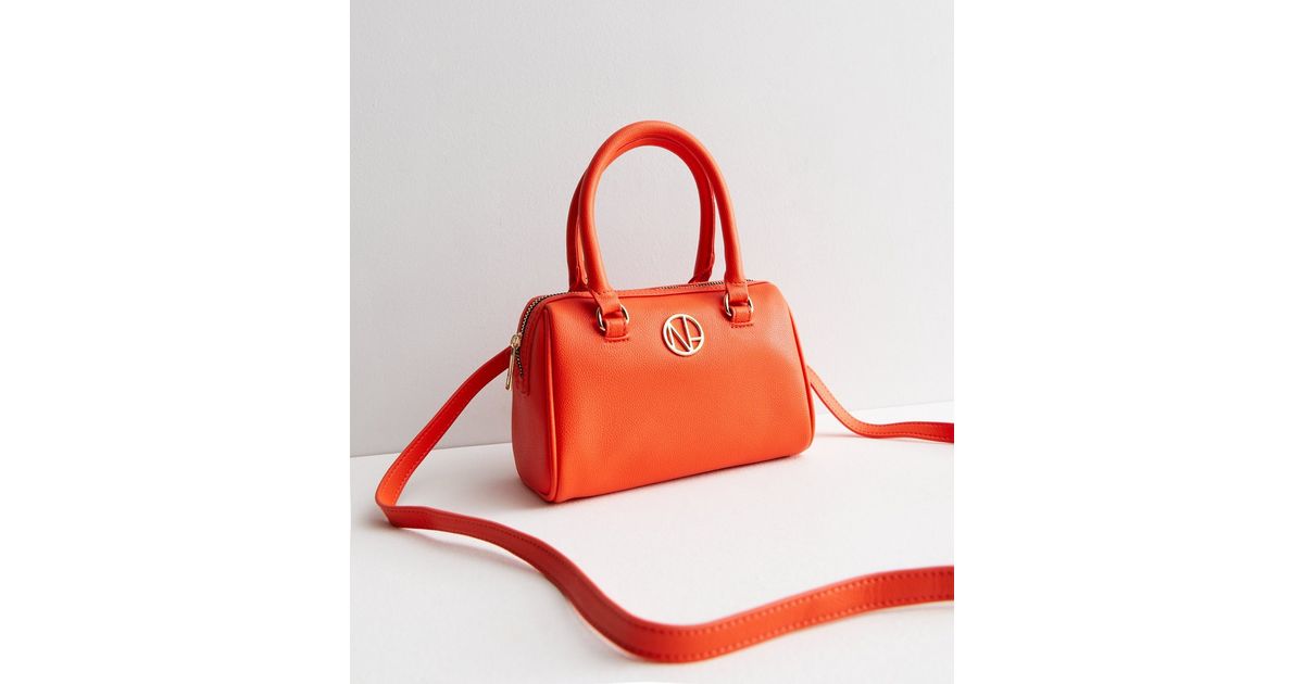 Bright Orange Leather-Look Bowler Cross Body Bag | New Look