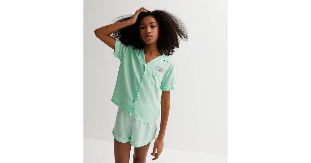Girls Mint Green Short Pyjama Set with Koala Logo | New Look
