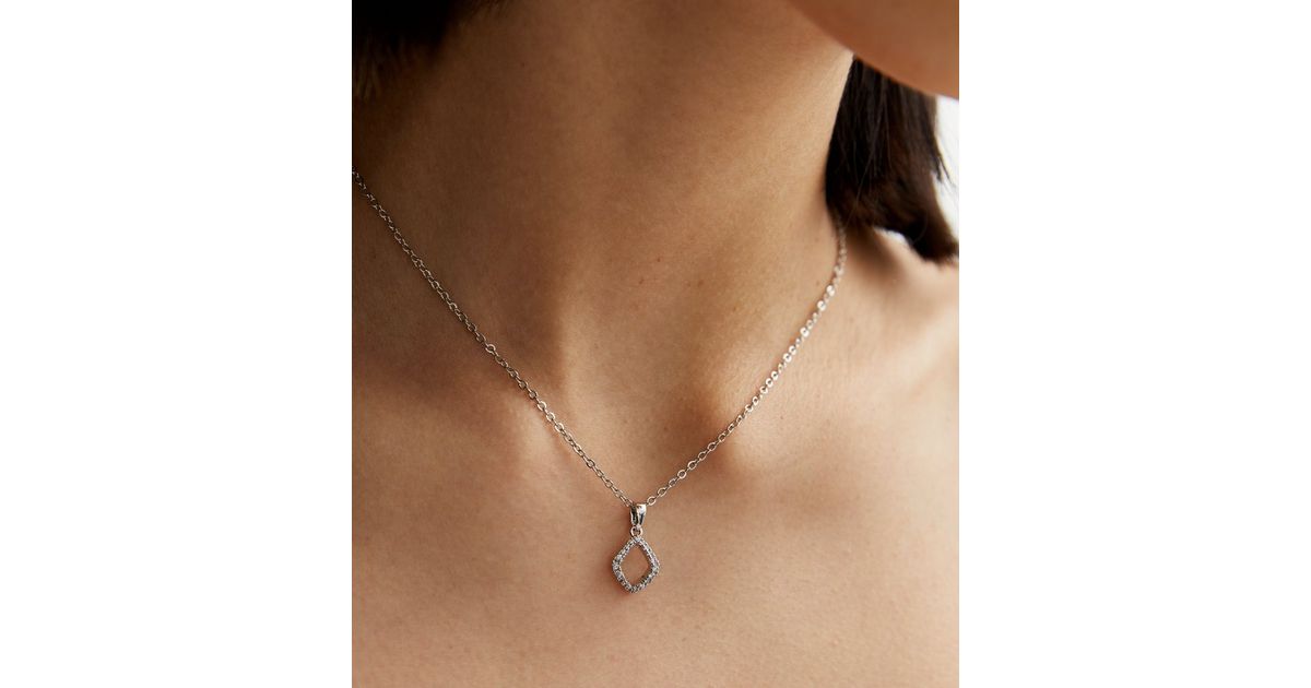 Crystal Cubic Zirconia Kite Pendant Chain Necklace | New Look