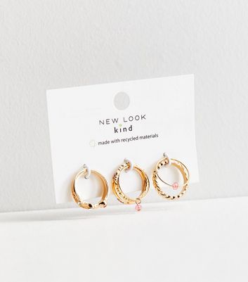 6 Pack Pink Beaded Diamanté Chain Rings | New Look