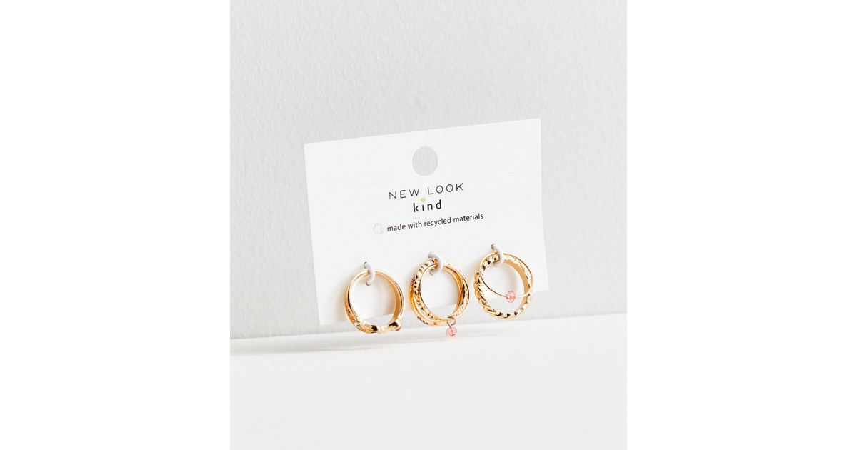 6 Pack Pink Beaded Diamanté Chain Rings | New Look