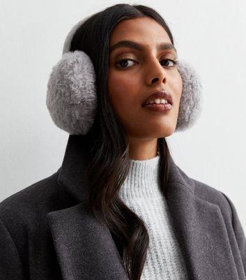 Pale Grey Faux Fur Ear Muffs | New Look