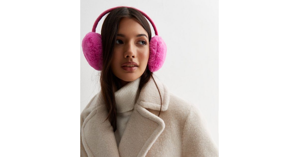 Bright Pink Faux Fur Ear Muffs | New Look
