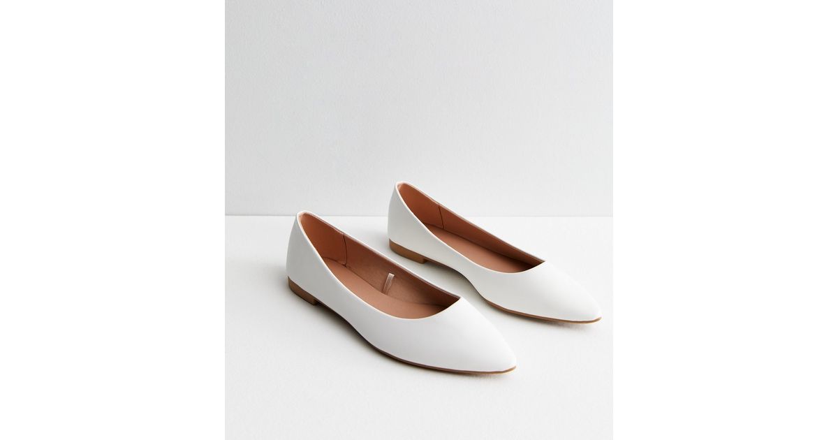 White Pointed Ballerina Pumps | New Look