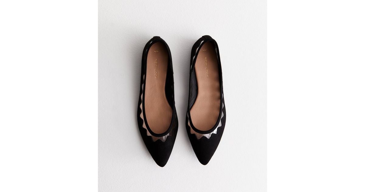 Black Suedette Pointed Ballet Pumps | New Look